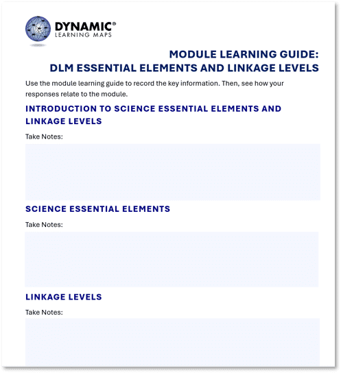 DLM Science Essential Elements and Linkage Levels